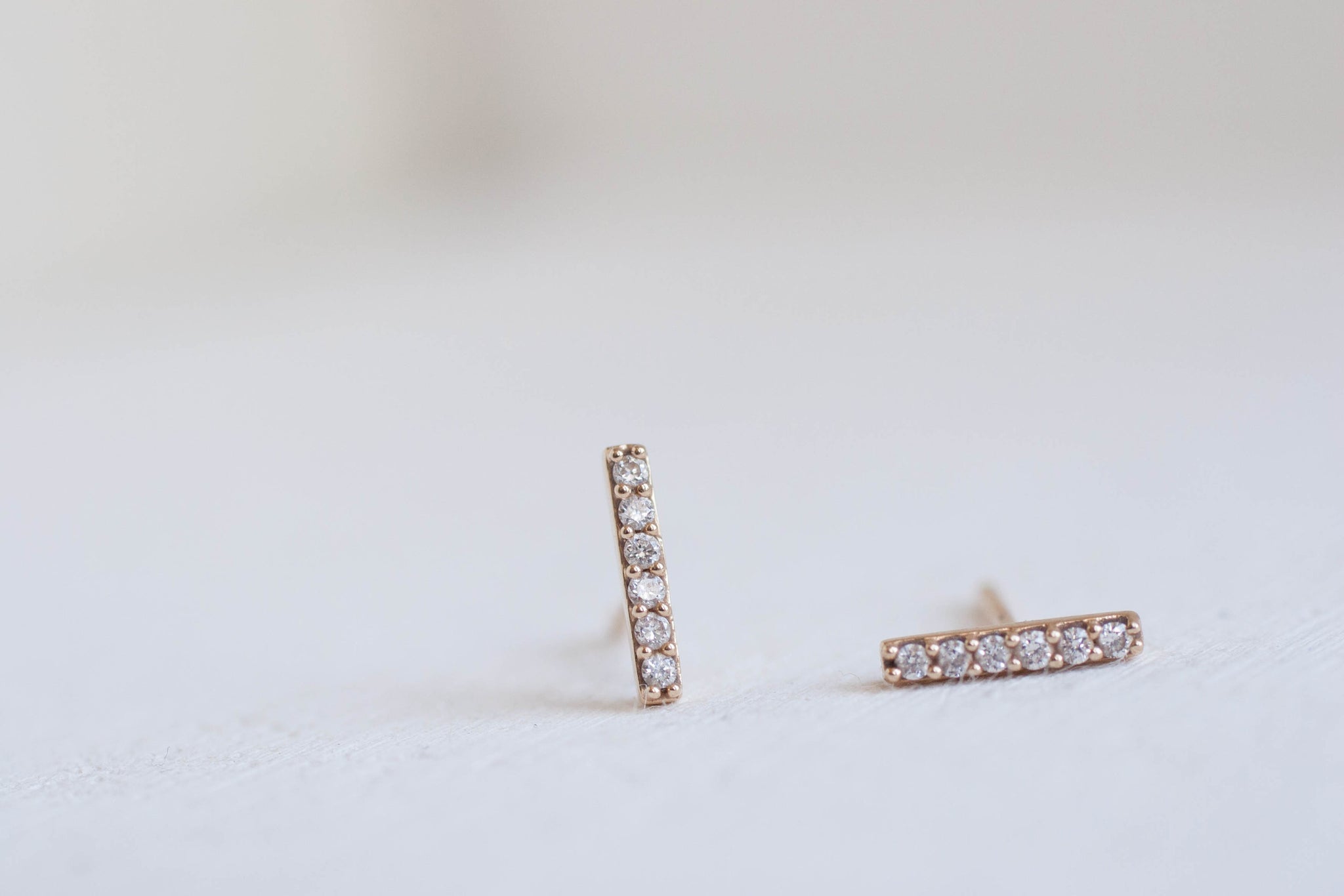 Pavé Diamond Bar Earrings | 14k Recycled Gold